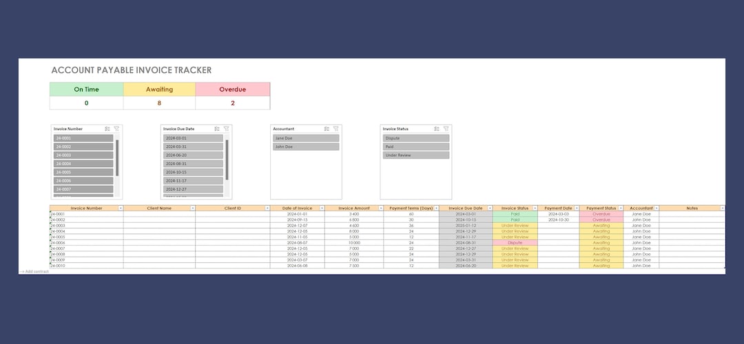 Excel Invoice Tracking Template for Accounts Payable Professionals - Etsy