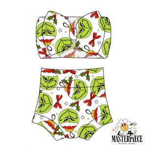 Christmas Grinch Ornaments and Bows Seamless Pattern, Merry Santa Grinch Seamless Repeat Pattern ...