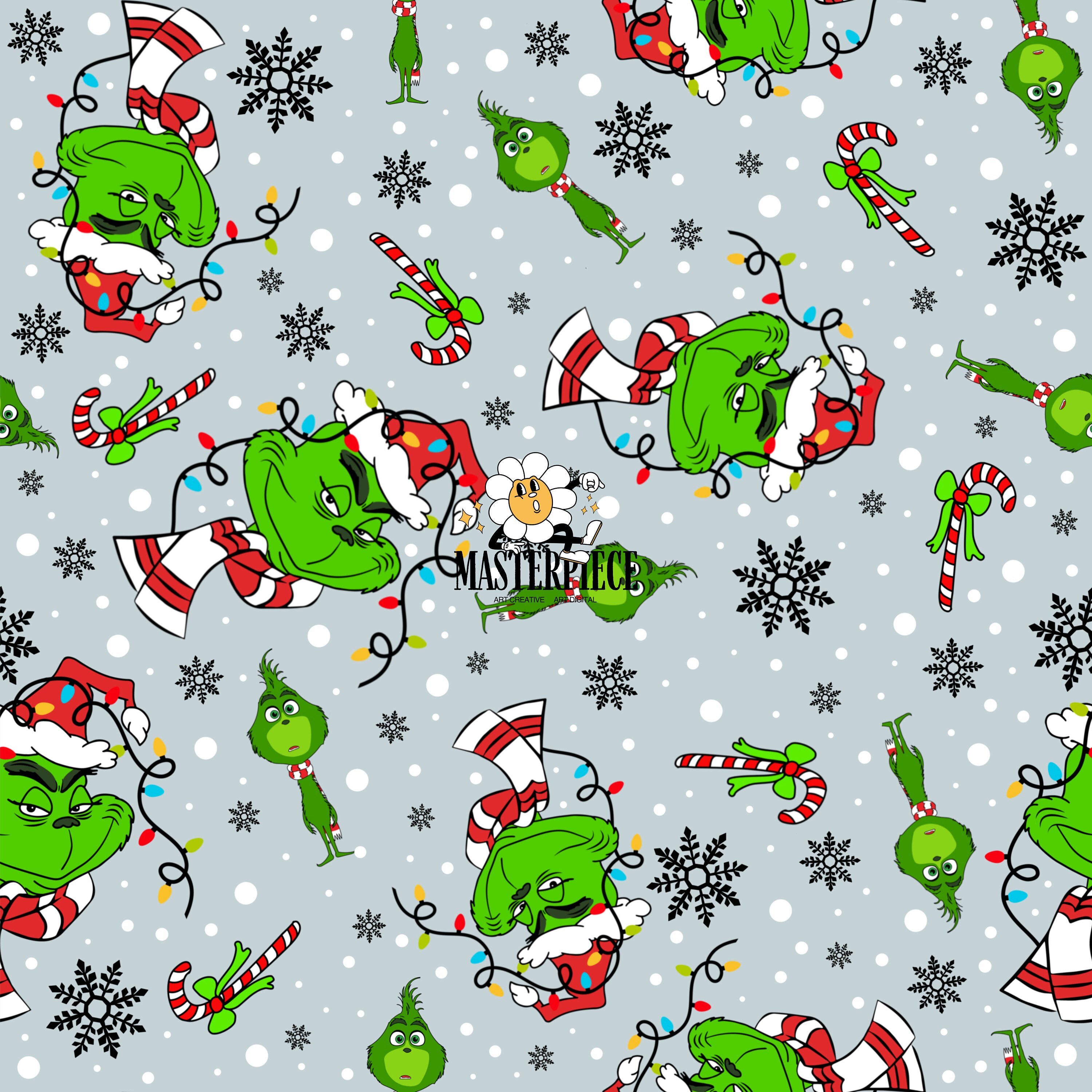 Whimsical Grinch Christmas Seamless Pattern, Christmas Pattern for Fabric Sublimation, Festive ...