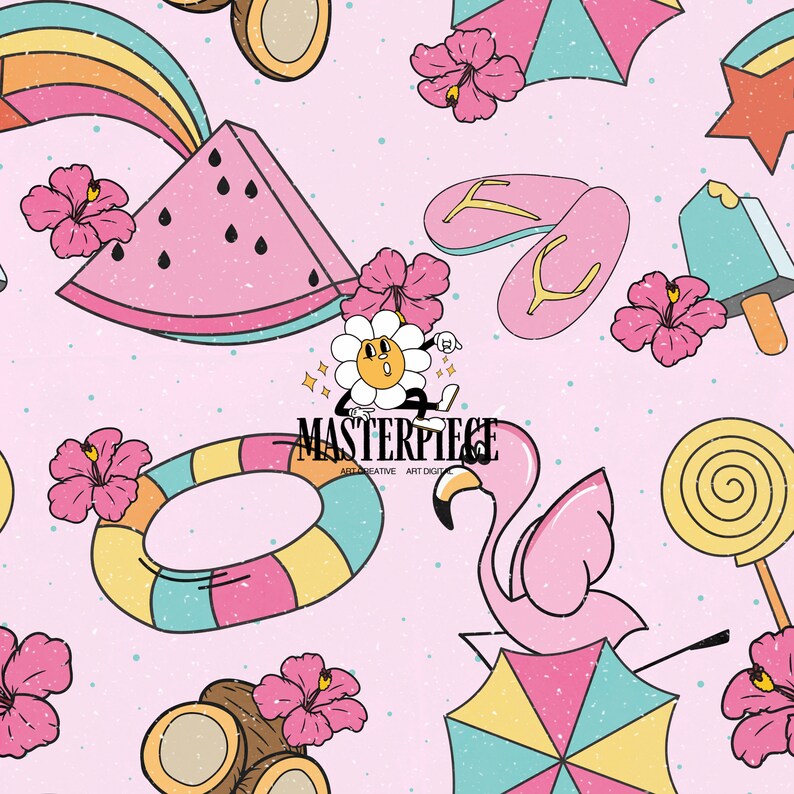 Tropical Summer Seamless Pattern, Summer Pink Seamless Repeat Pattern ...