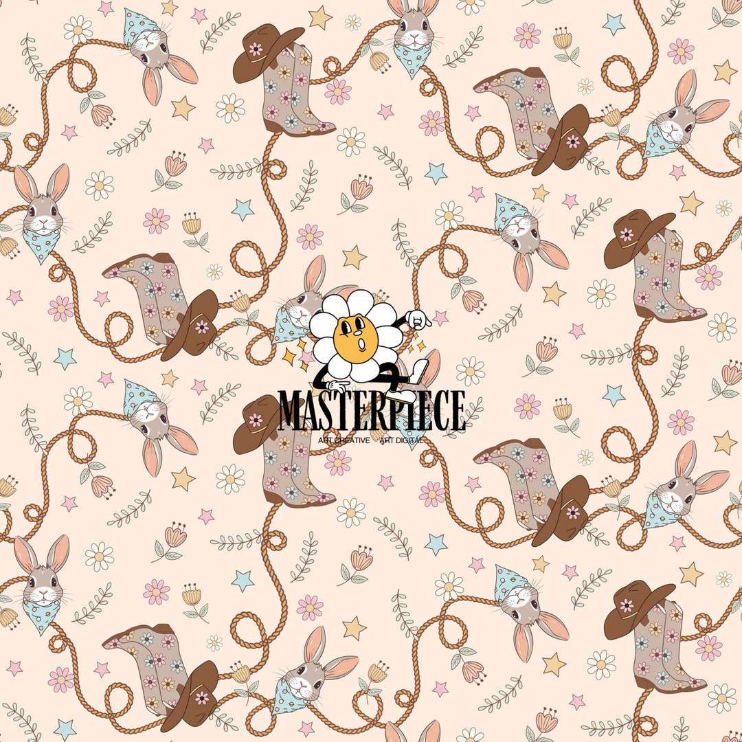 Spring Bunny Easter Seamless Pattern, Western Easter Seamless Files ...