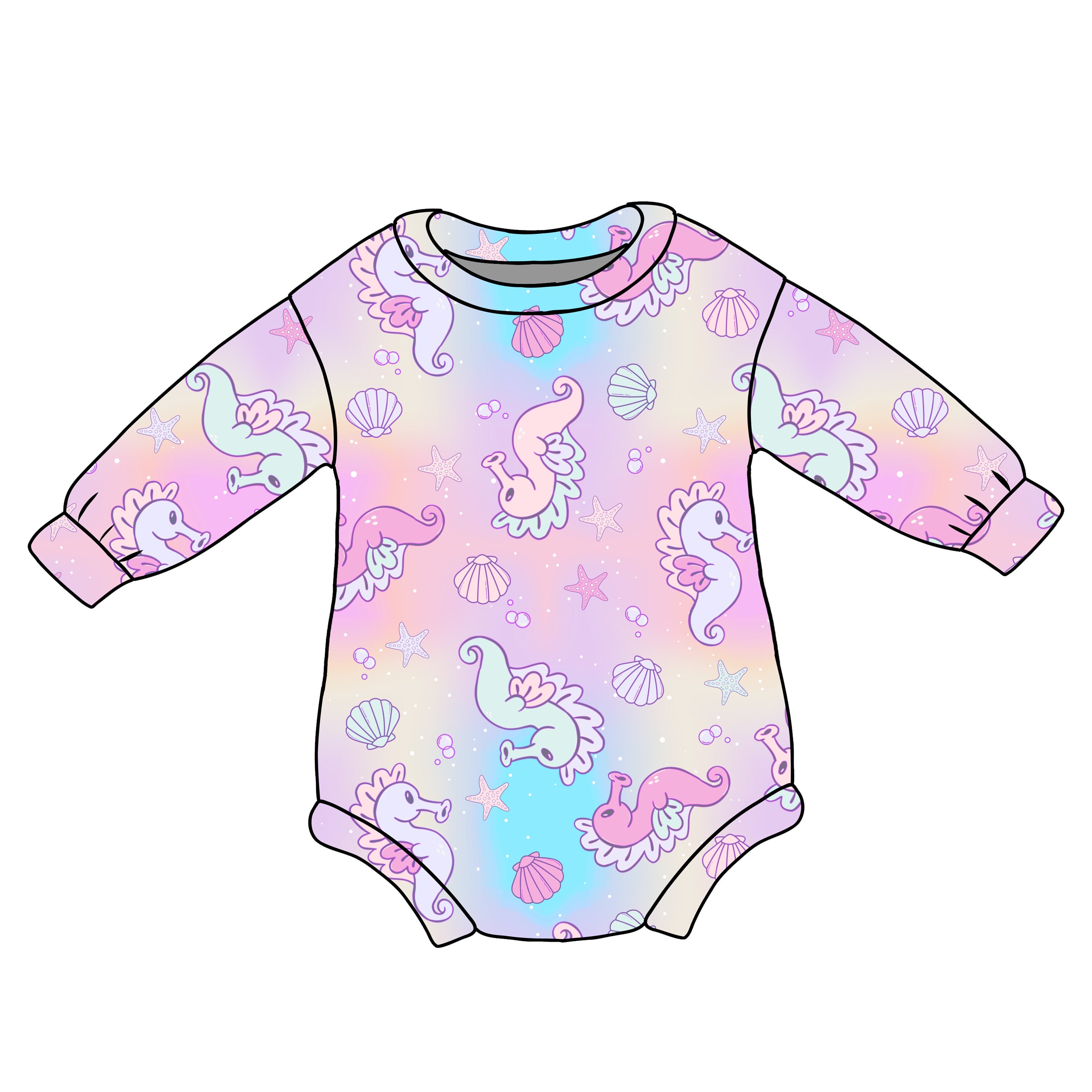 Summer Pastel Sea Horses Seamless Pattern, Under the Sea Seamless File ...