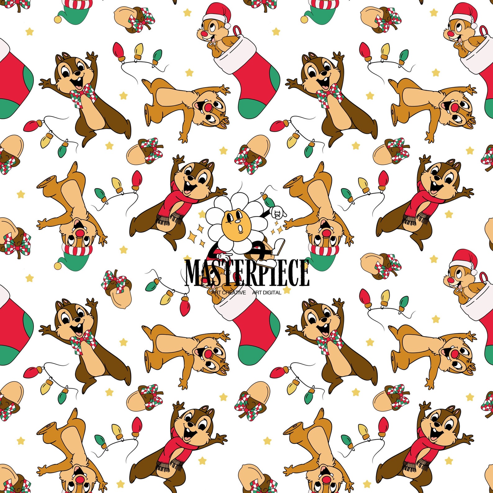 Magical Christmas Stocking Seamless Pattern Digital, Squirrels Magical ...