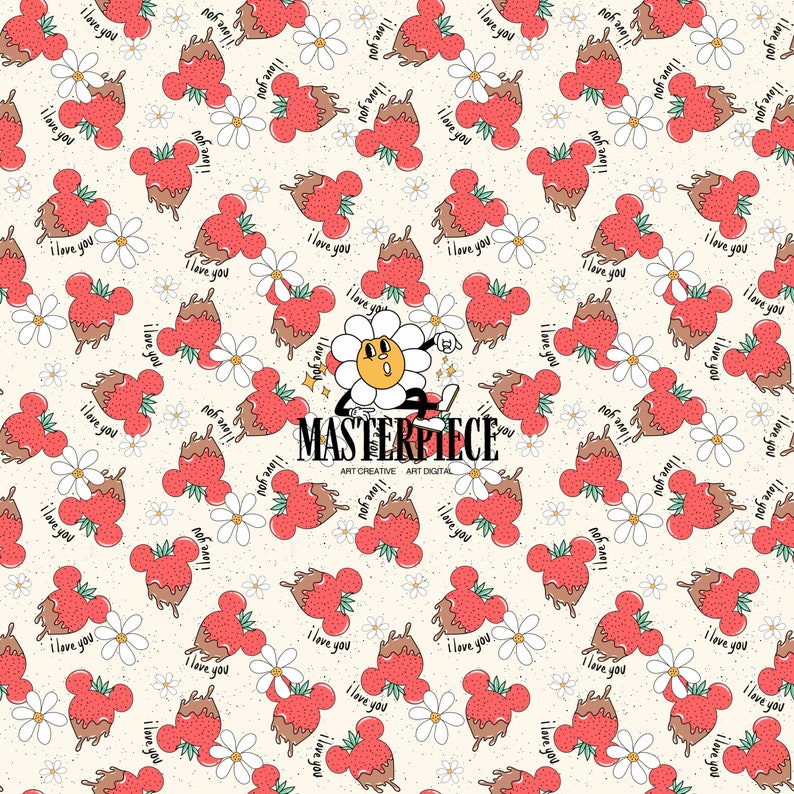 Magical Valentines Day Seamless Pattern, Floral Valentines Strawberries ...