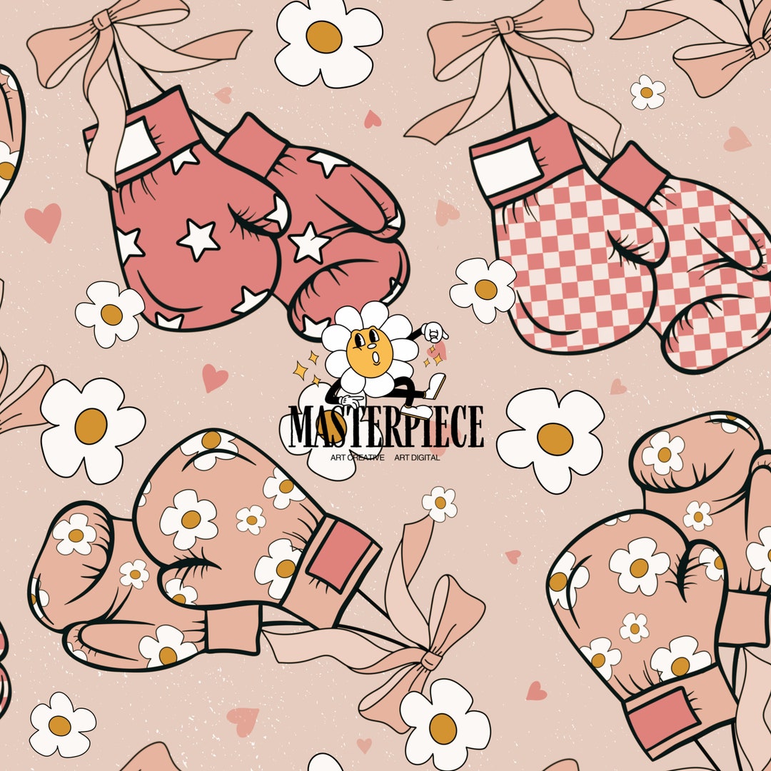 Boxing Seamless Pattern, Floral Boxing Gloves Digital Seamless File ...