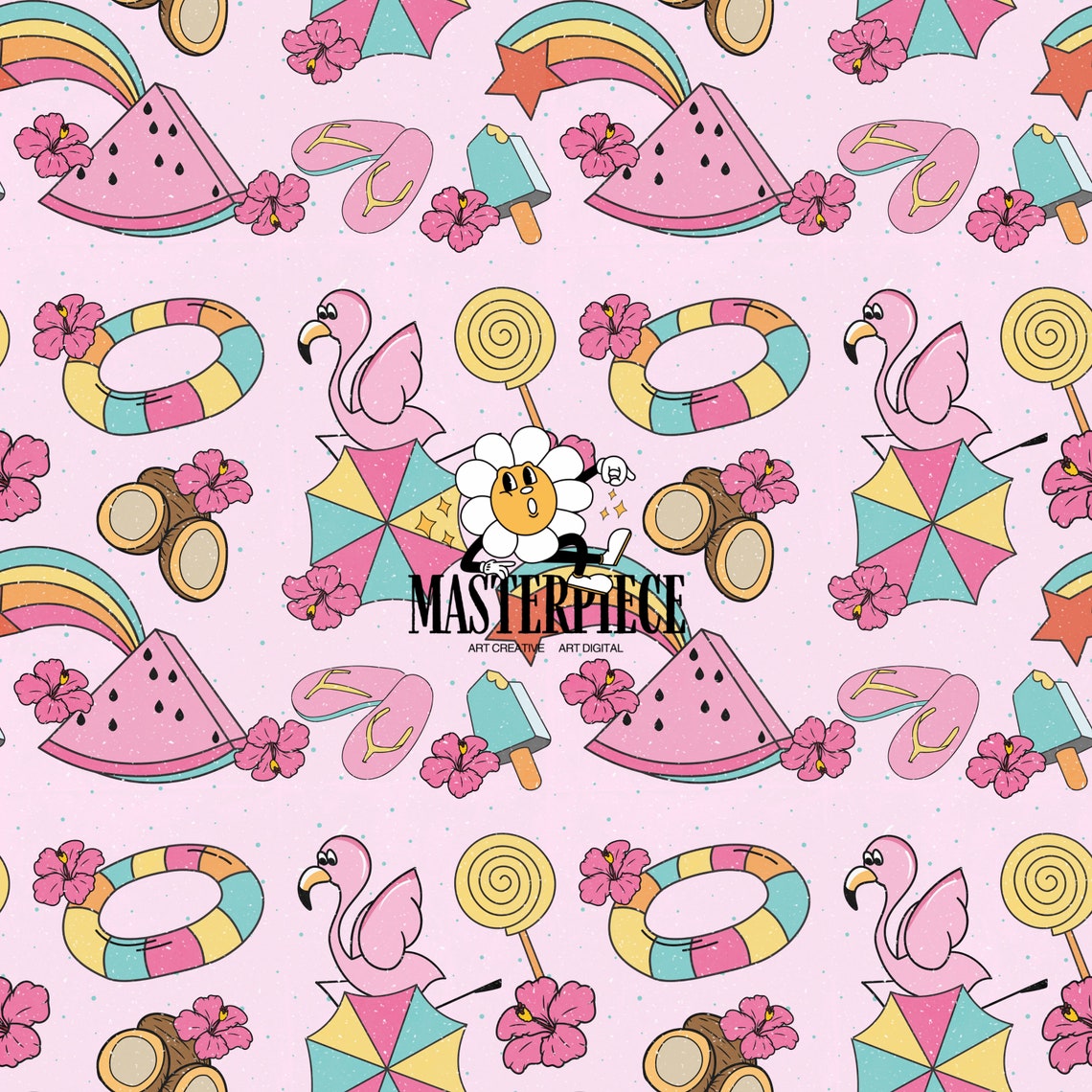 Tropical Summer Seamless Pattern, Summer Pink Seamless Repeat Pattern ...