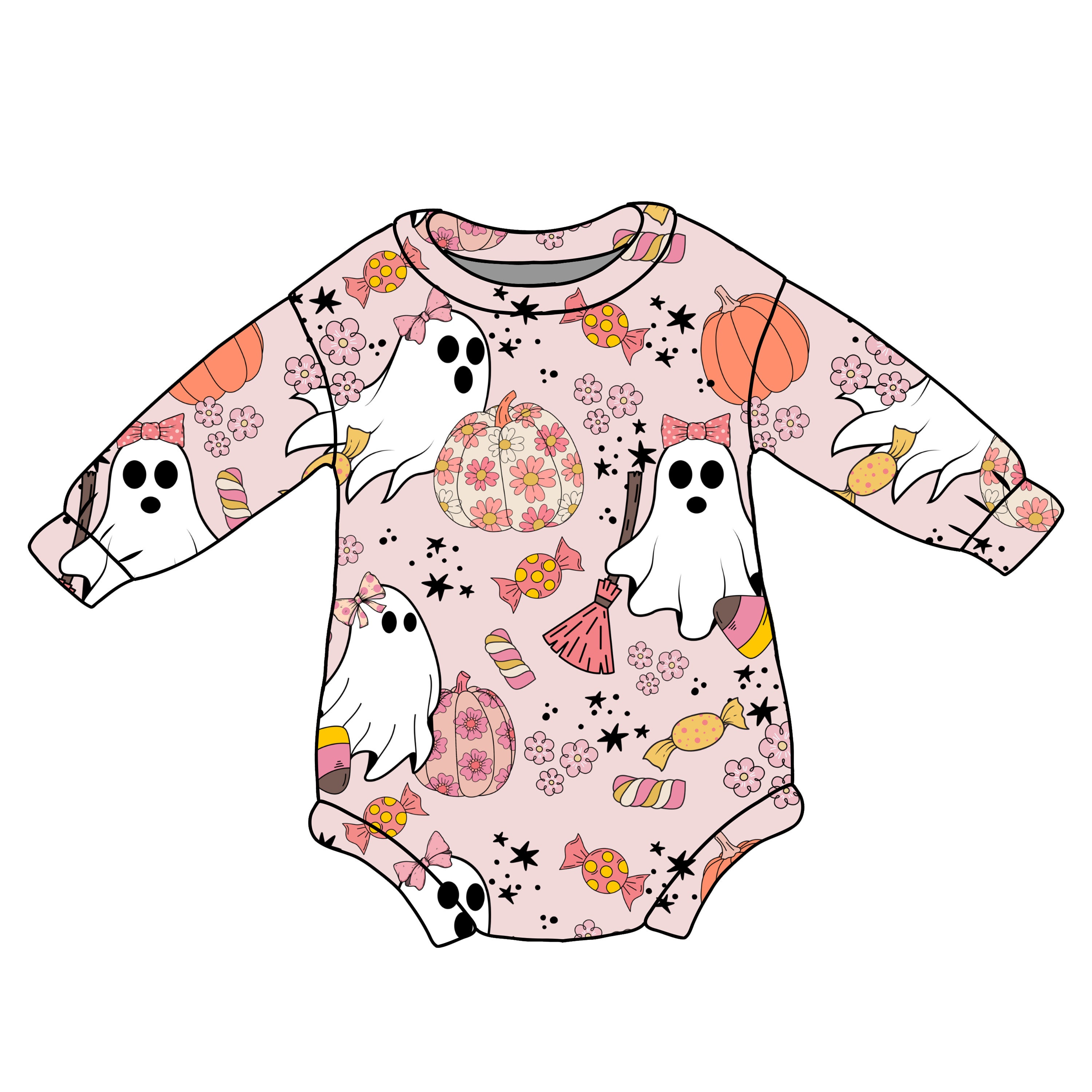 Halloween Cute Ghost Seamless Pattern, Boho Halloween Ghost Reapeting ...