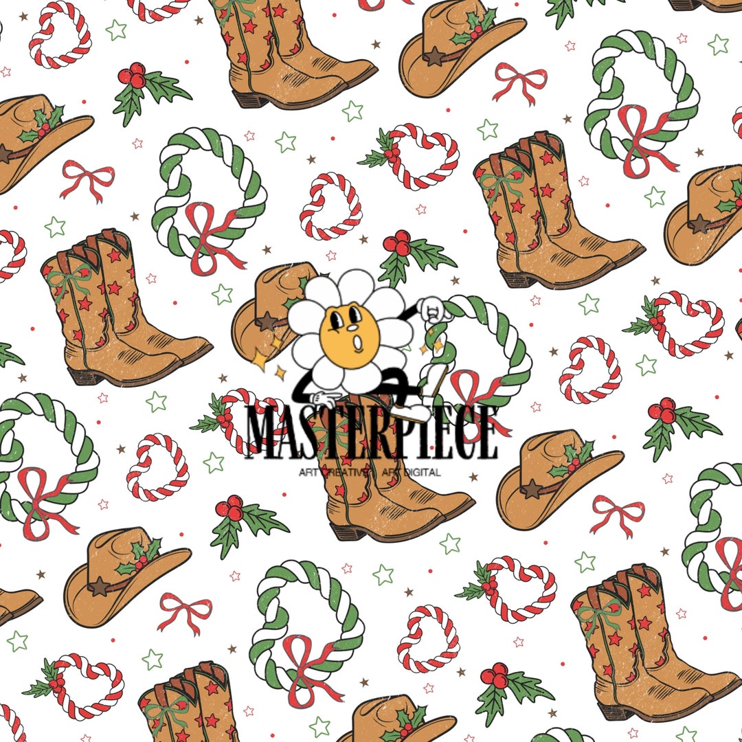 Howdy Christmas Nahtloses Muster, Western Christmas Seamless PNG ...