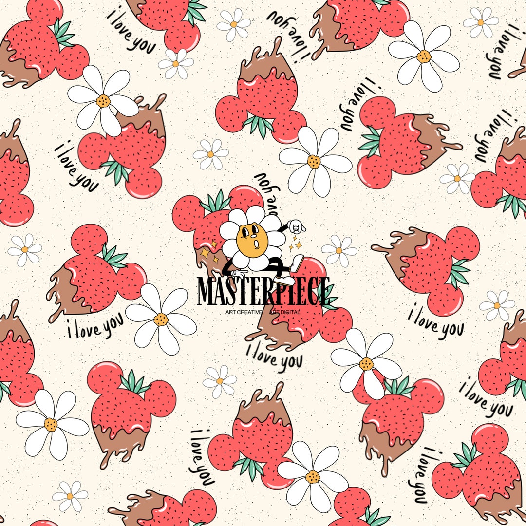 Magical Valentines Day Seamless Pattern, Floral Valentines Strawberries ...