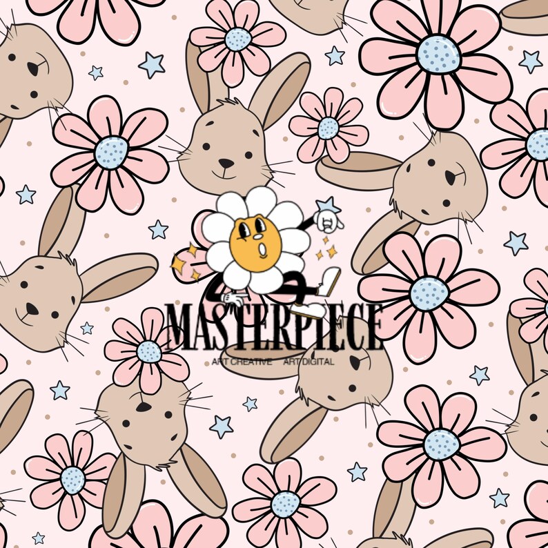Cute Floral Easter Bunny Seamless Pattern, Spring Seamless Files Boho ...
