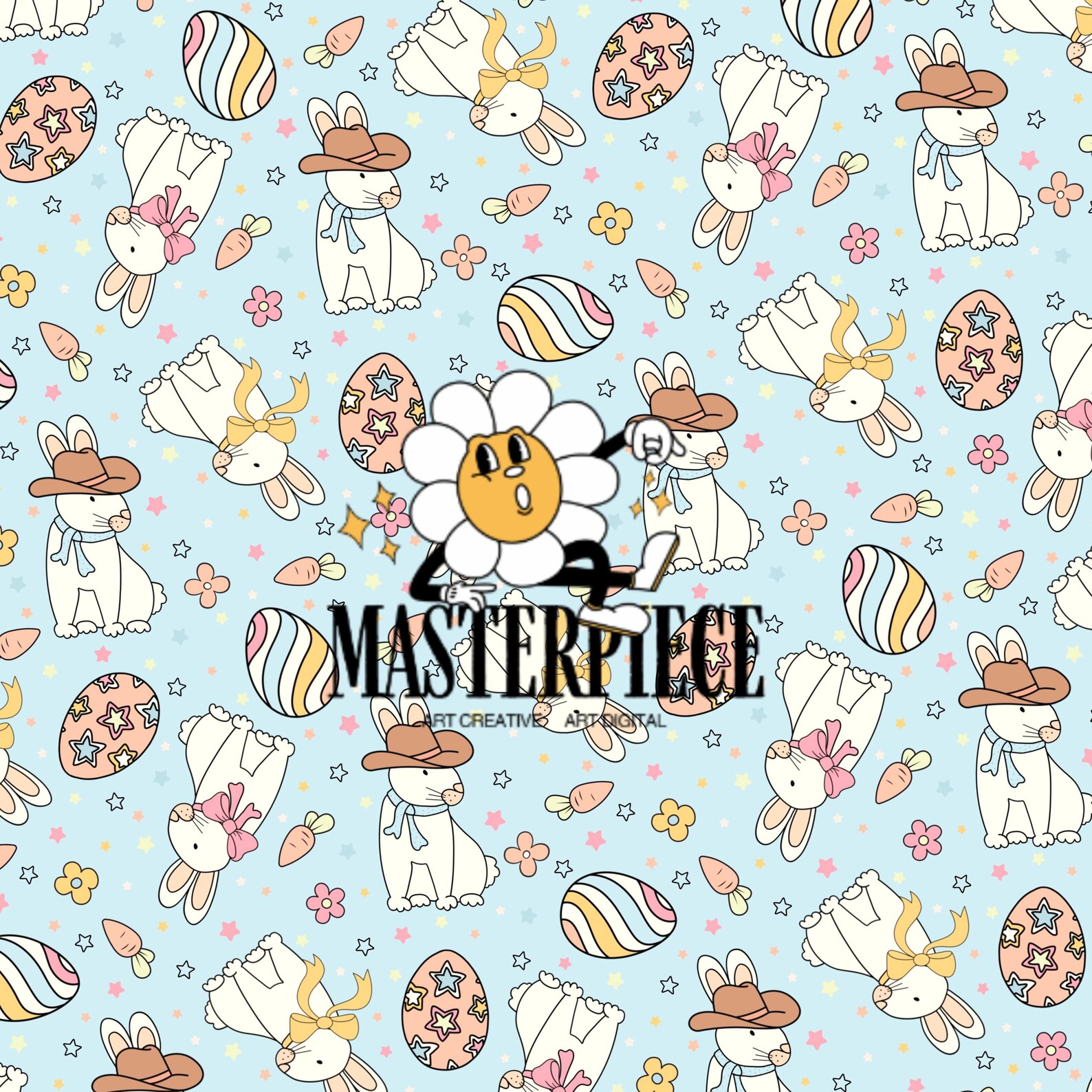 Pastel Easter Bunny Peep Rabbit Seamless Pattern, Spring Floral Digital ...