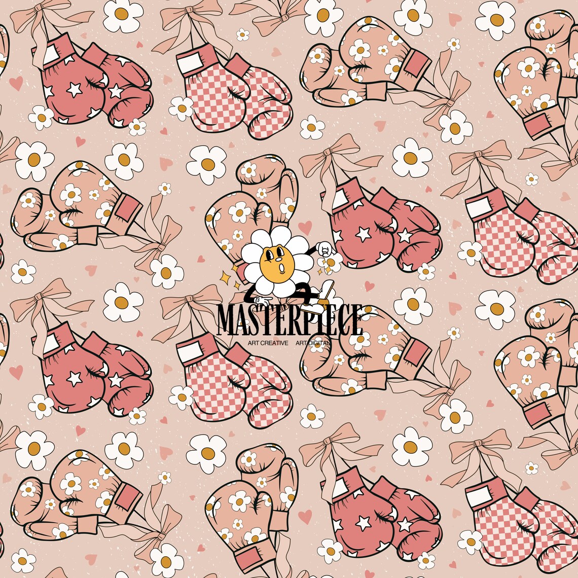 Boxing Seamless Pattern, Floral Boxing Gloves Digital Seamless File ...