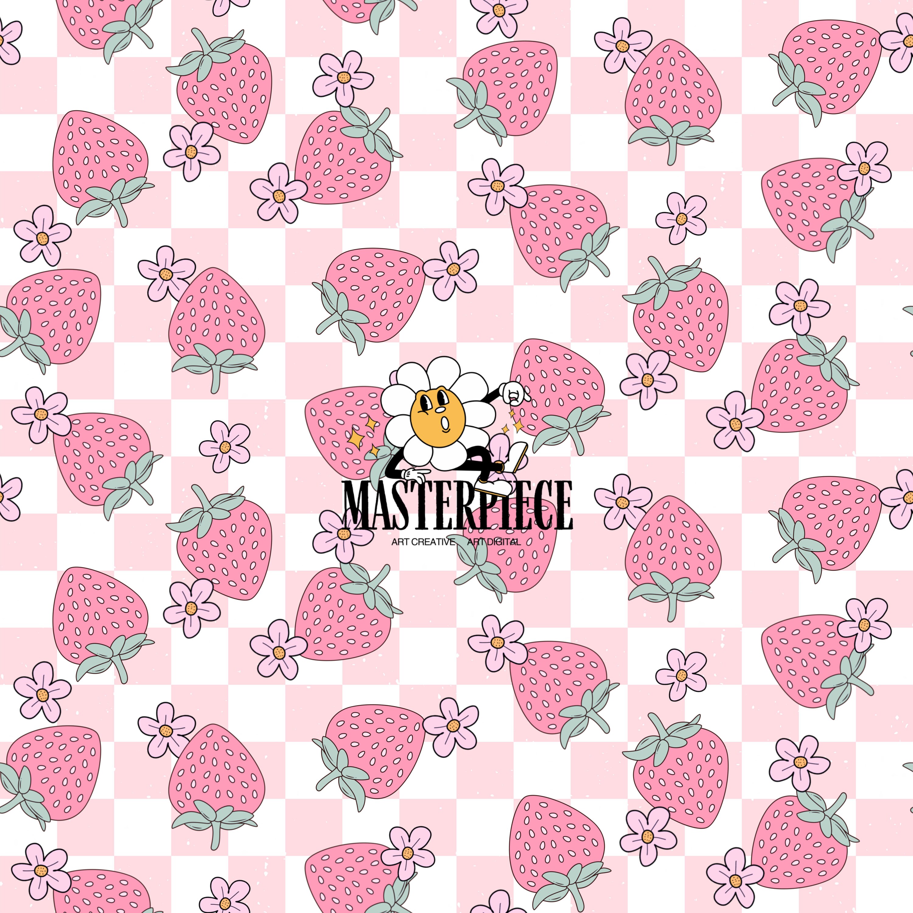 Strawberries and Daisies Seamless Pattern, Strawberry Seamless Pattern ...
