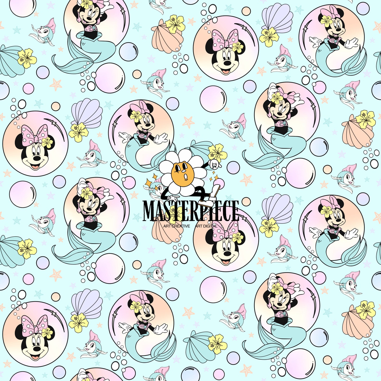 Magic Mouse Mermaid Seamless Pattern, Summer Mouse Seamless File, Beach ...