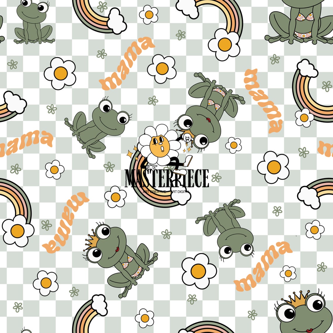 Groovy Mothers Day Seamless, Retro Mama Seamless Pattern, Retro Mom ...