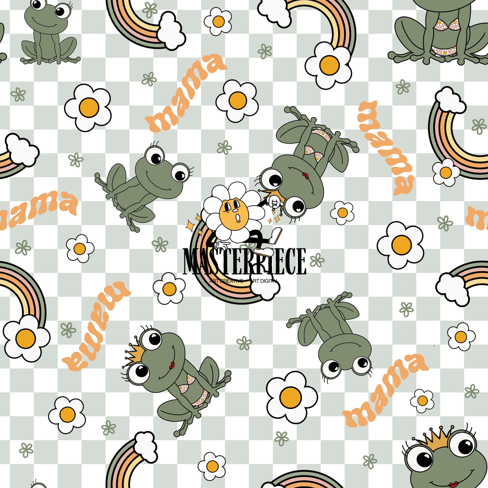 Groovy Mothers Day Seamless, Retro Mama Seamless Pattern, Retro Mom ...