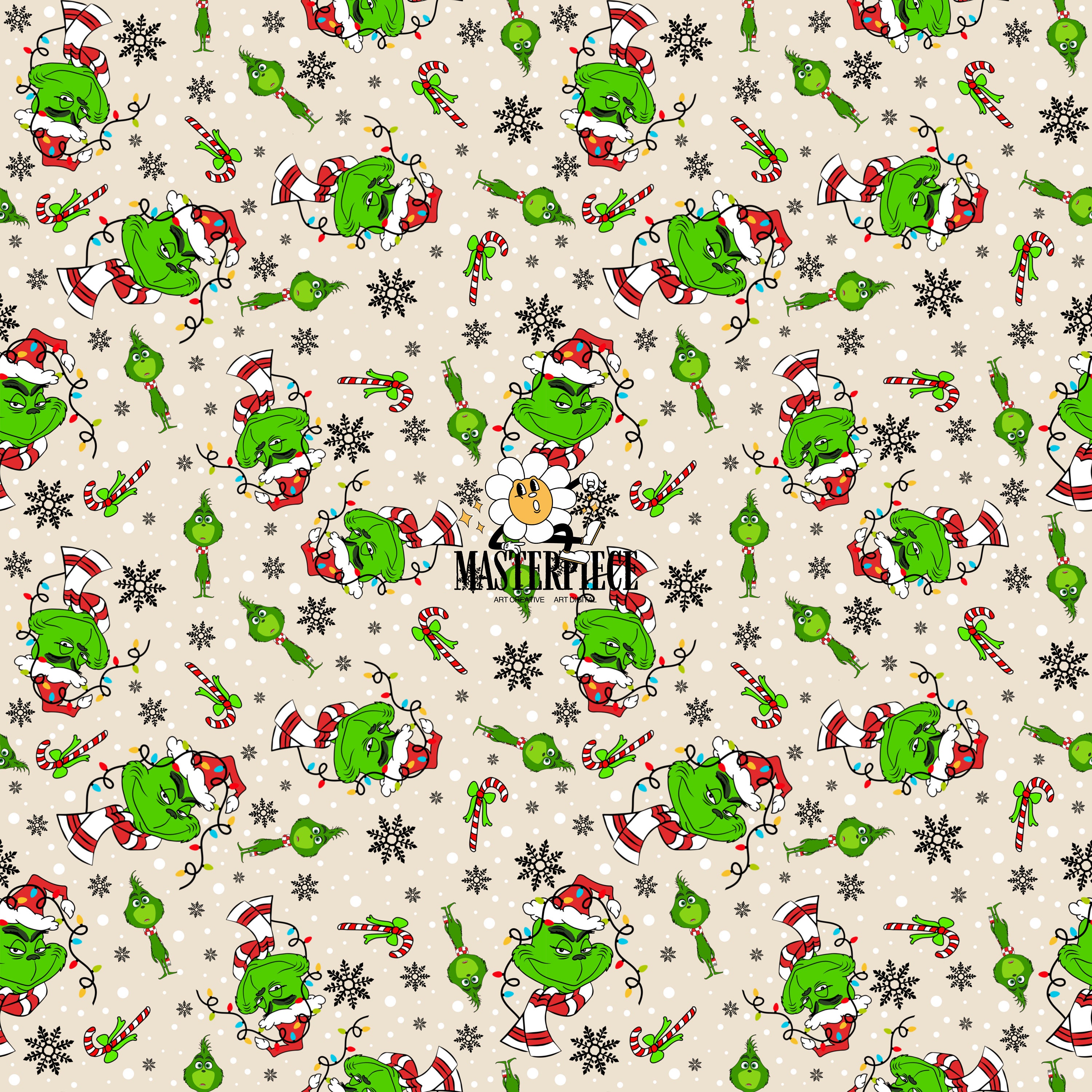 Whimsical Grinch Christmas Seamless Pattern, Christmas Pattern for Fabric Sublimation, Festive ...