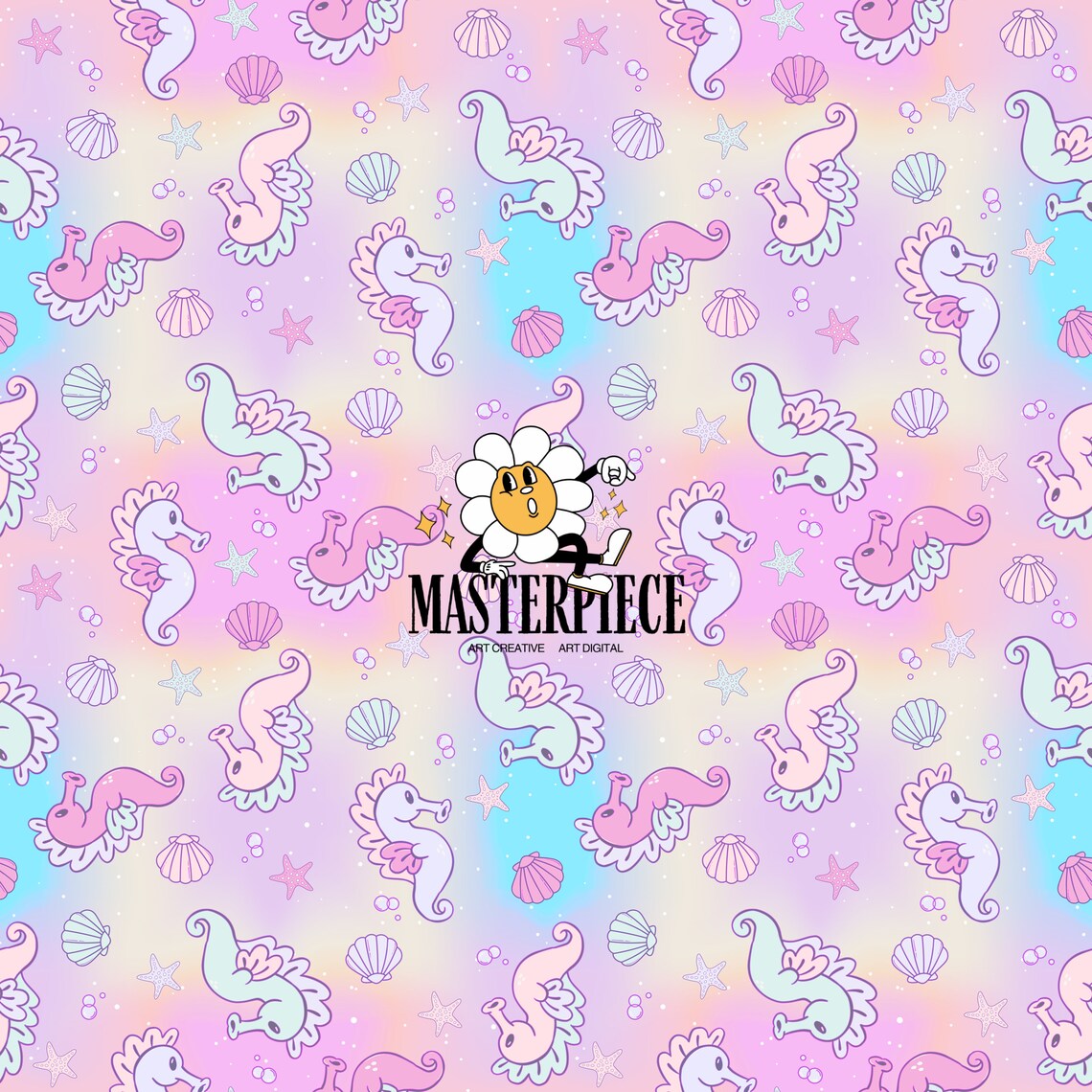Summer Pastel Sea Horses Seamless Pattern, Under the Sea Seamless File ...
