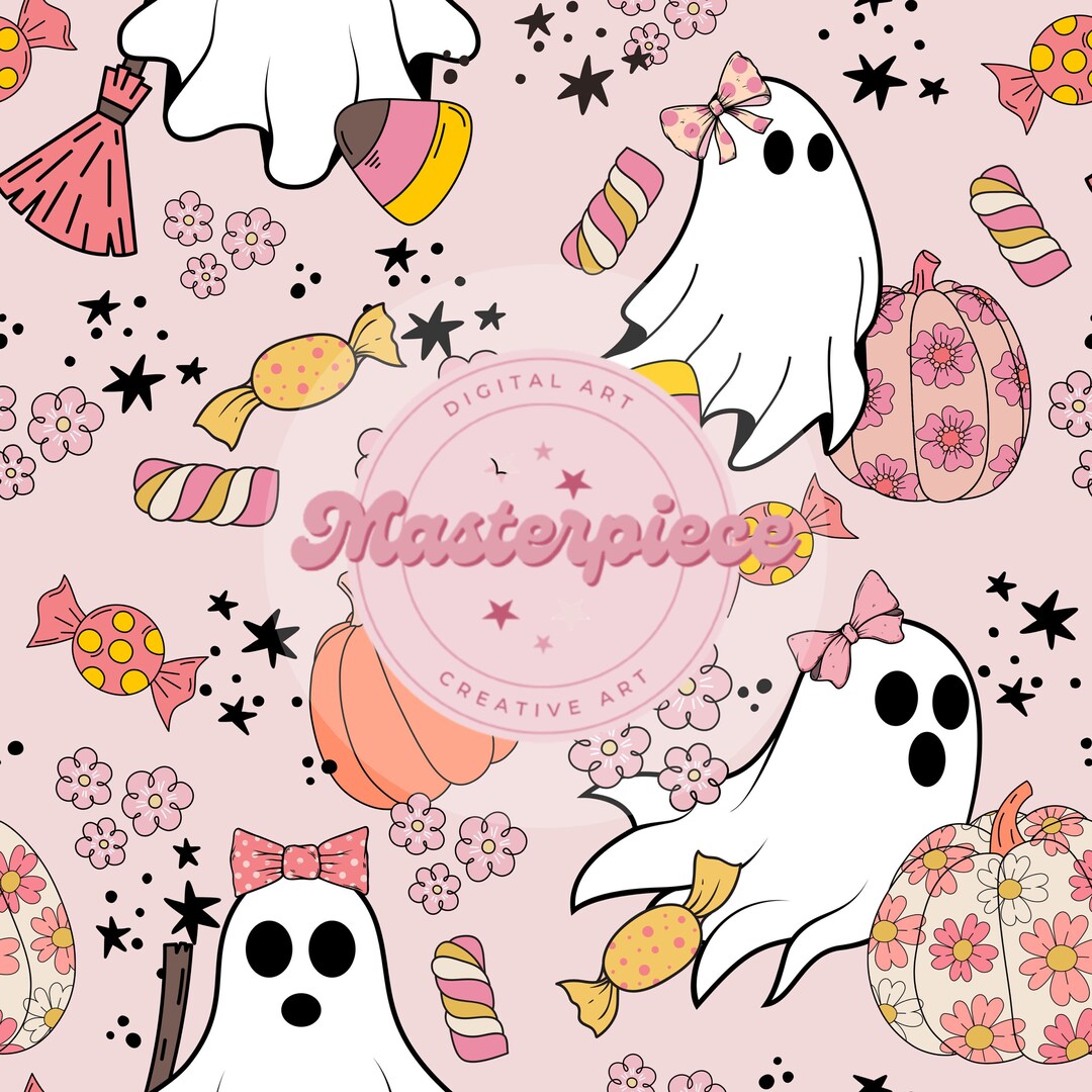 Halloween Cute Ghost Seamless Pattern Boho Halloween Ghost - Etsy