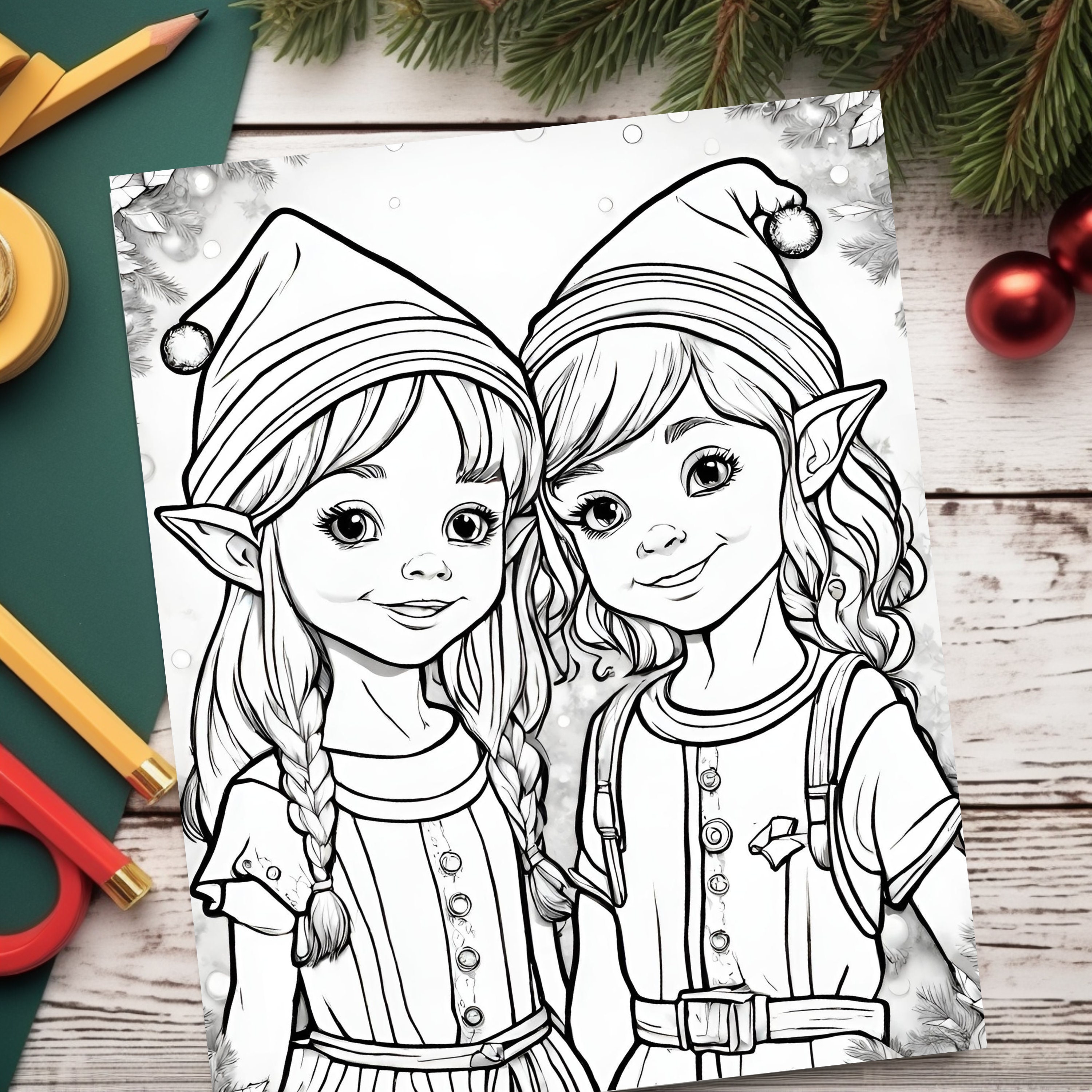 Enchanted Elves Coloring Pages for Adults & Teens | Grayscale Coloring ...