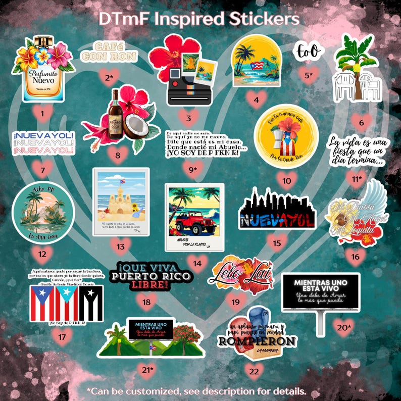 Bad Bunny Inspired Vinyl Stickers: Dtmf Album, Puerto Rico, Boricua - Etsy