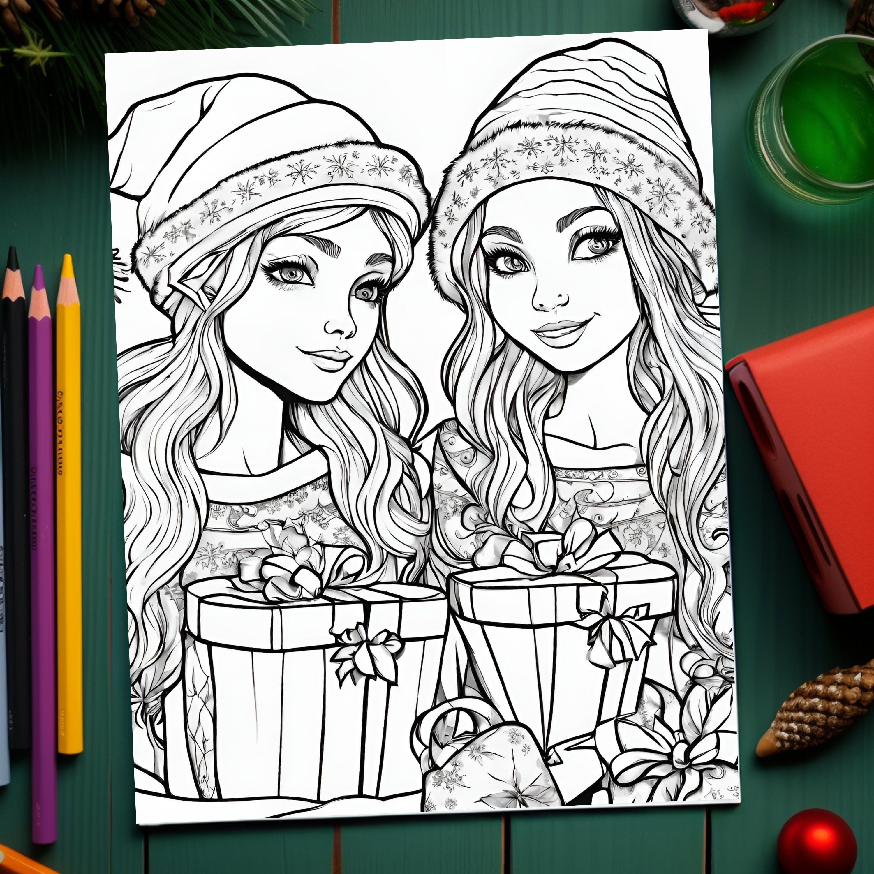 Enchanted Elves Coloring Pages for Adults & Teens | Grayscale Coloring ...