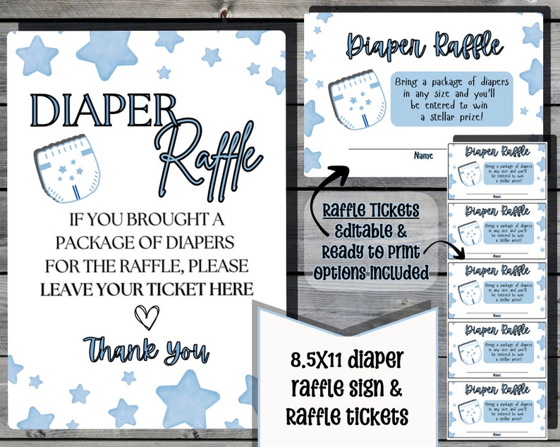 Editable Twinkle Little Star Baby Shower Party Blue Invitation, Diaper ...