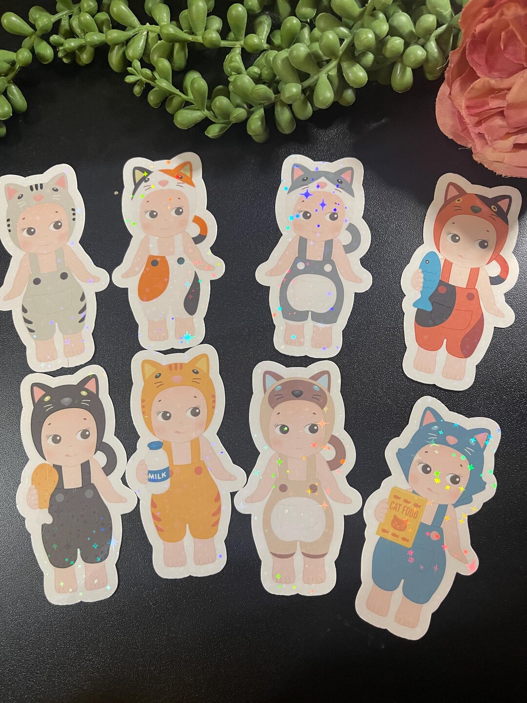 Cute Angels Holographic Stickers 8 Pcs - Cat Series- - Etsy