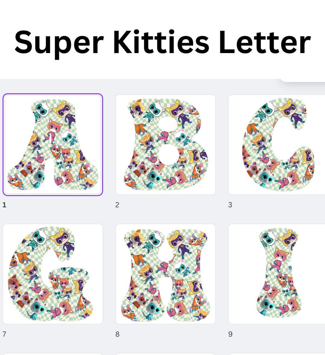 Super Kitties Green Letter PNG File - DIGITAL- - Etsy