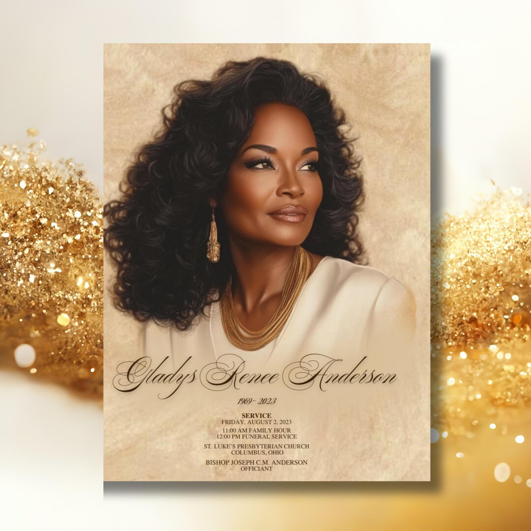 8.5x11 in Folded Funeral Program Template | Beige Obituary| Easy to ...