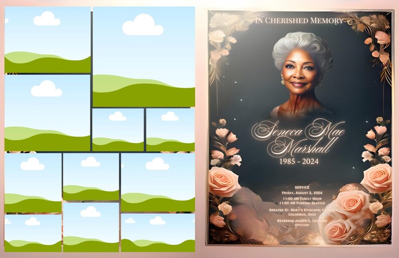 8.5x11 in Folded Funeral Program Template | Mauve & Beige| Mother ...