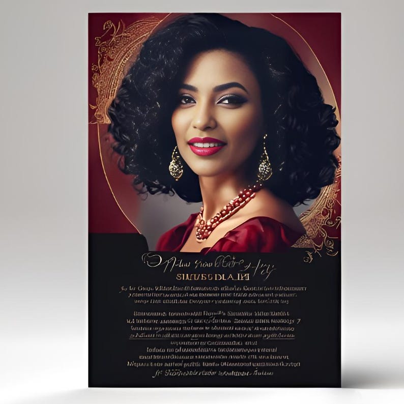 Upscale 11x17 Funeral Program| Red & Gold Obituary| 2 to 28 Pages|48 ...