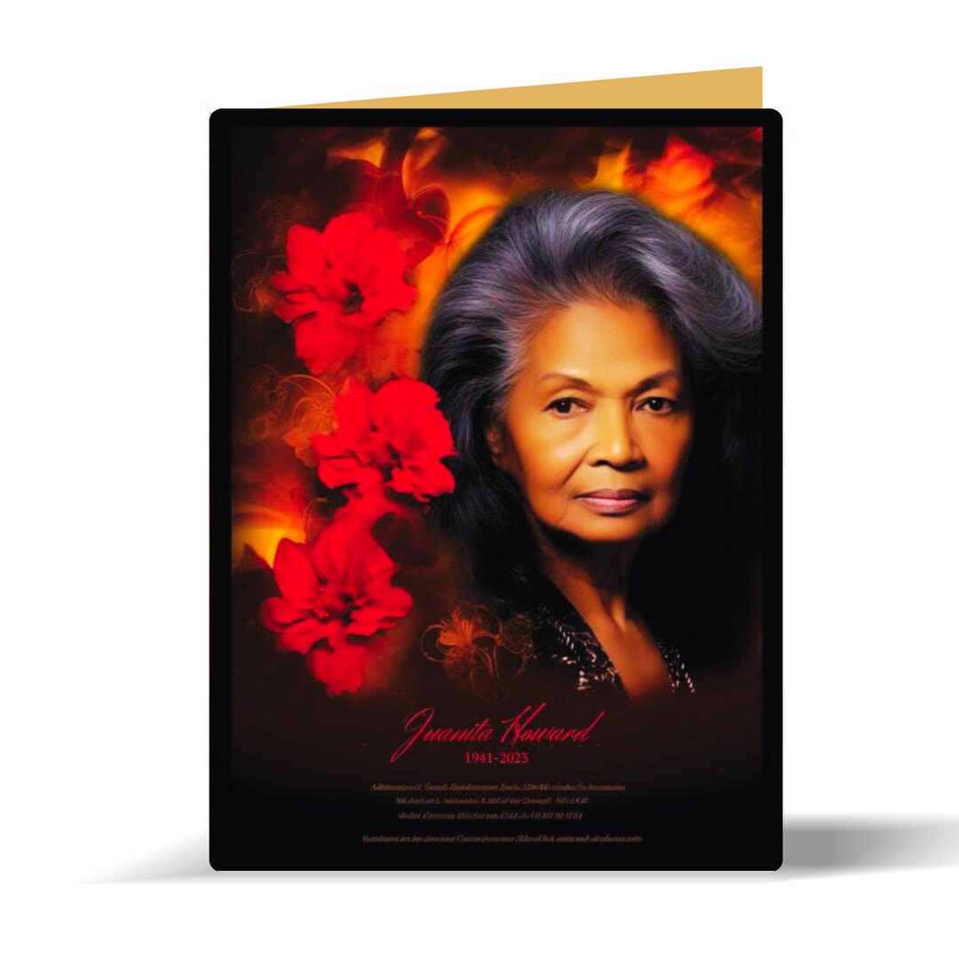 Bronze Red Funeral Program, Elegant Obituary, Custom 11x17 Inch ...