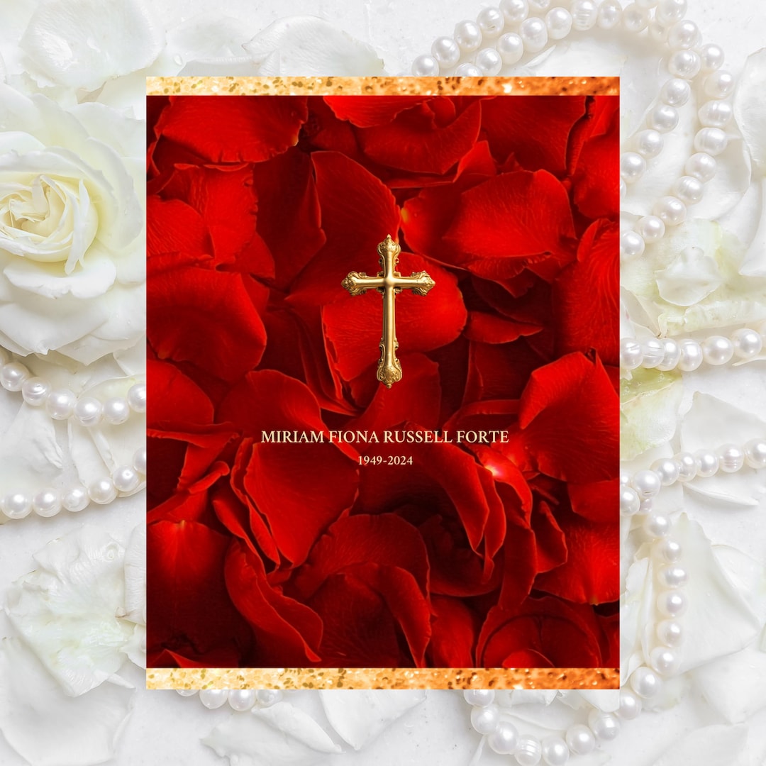 Red Roses Funeral Program Template: Simple Obituary (11x17 In, 8 Pg ...