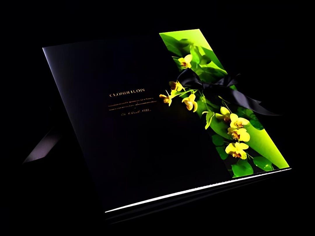 Stylish 11x17 Funeral Program Black & Green Obituary Custom Crafted 48 ...