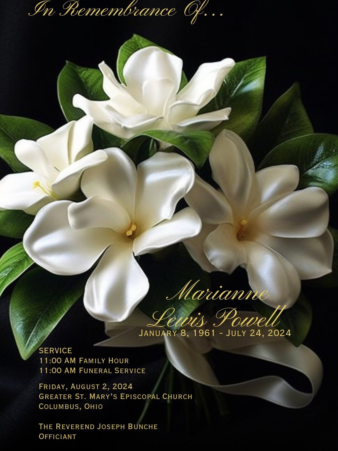 Editable Black Floral Funeral Program Template, Canva Template Funeral ...