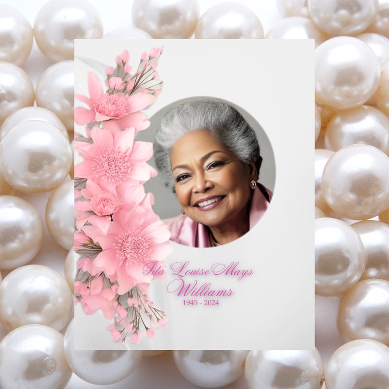 8.5x11 (11x17) Full Sized Funeral Program Template| Pink, Beige ...