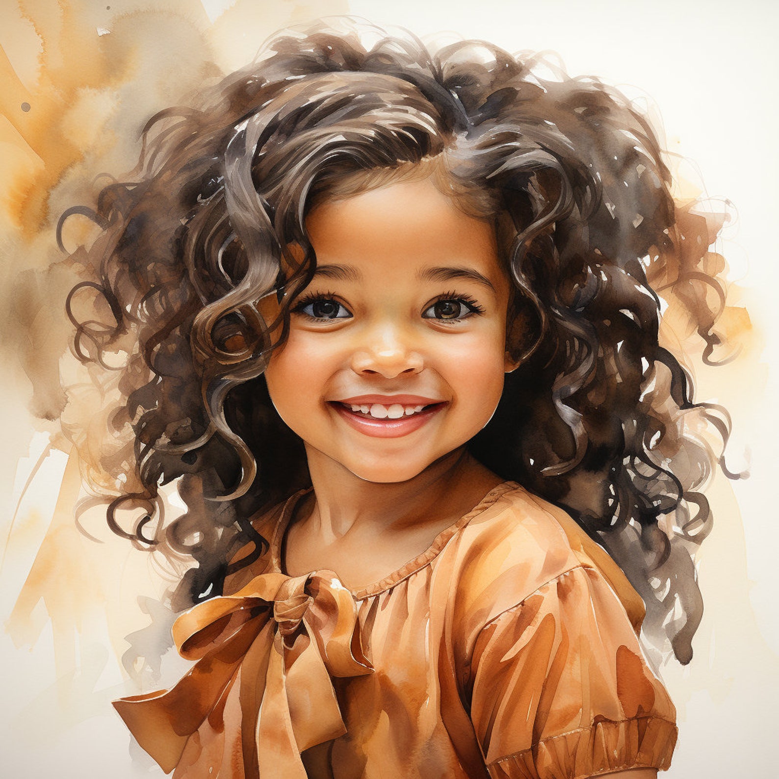 Child Portrait Watercolor Personalized Digital Canvas Art, Portraits ...