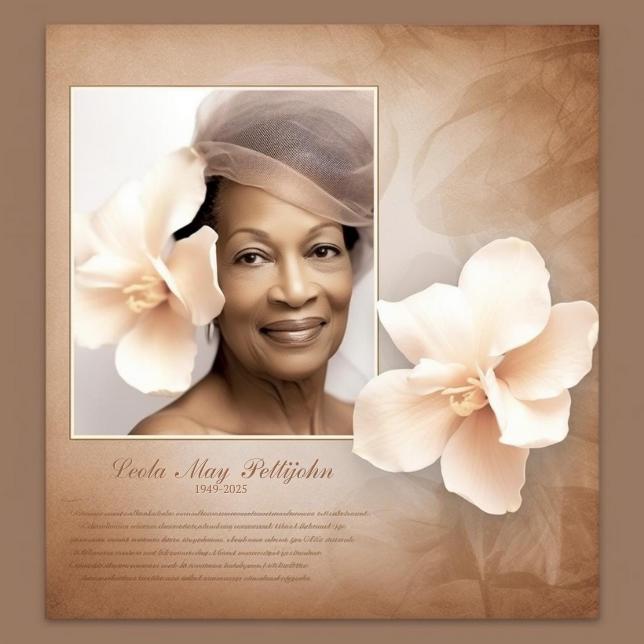 Gold White Funeral Program, Timeless Obituary, Custom 11x17 Inch ...