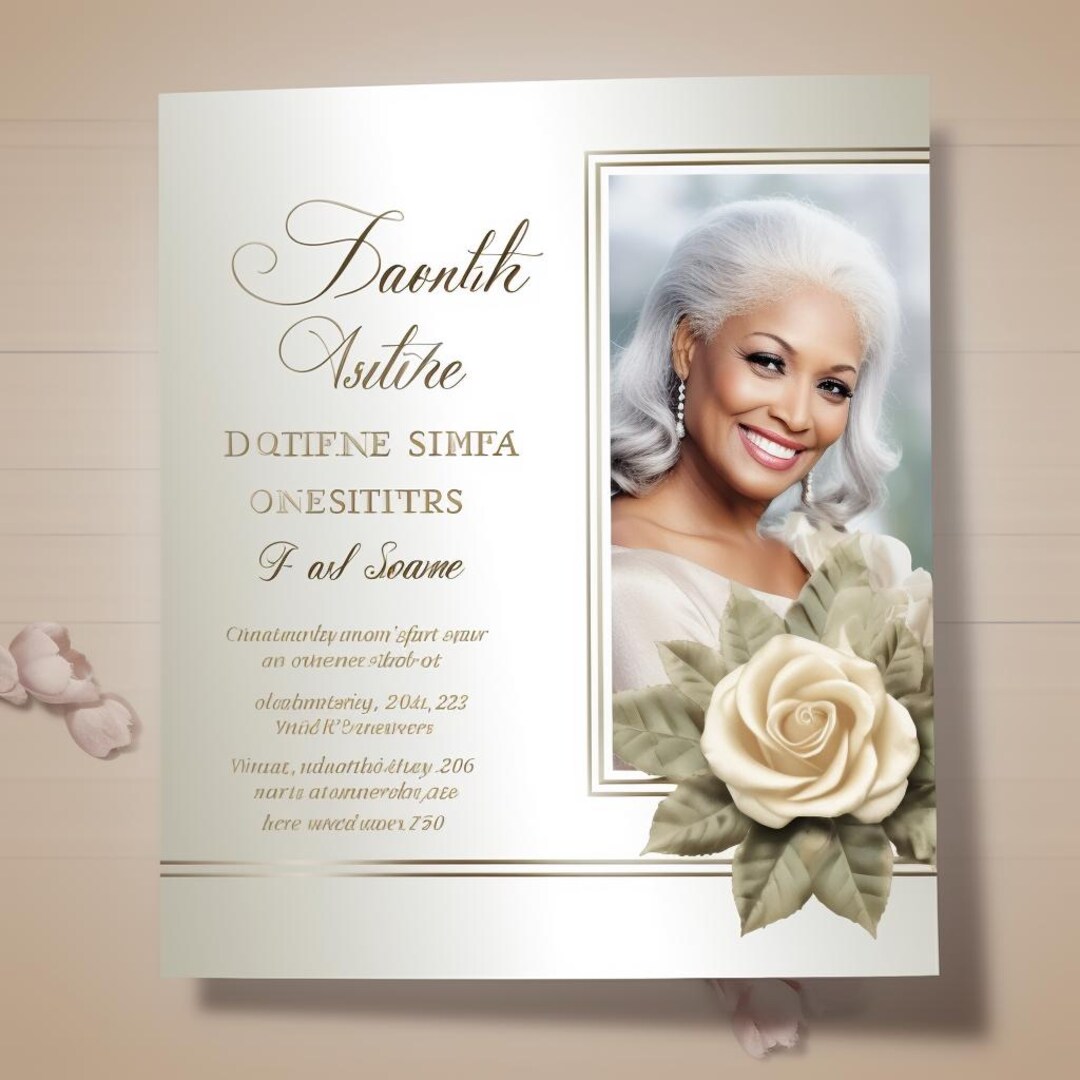 Funeral Program Template: Beige & White Obituary (CANVA PRO) - Etsy