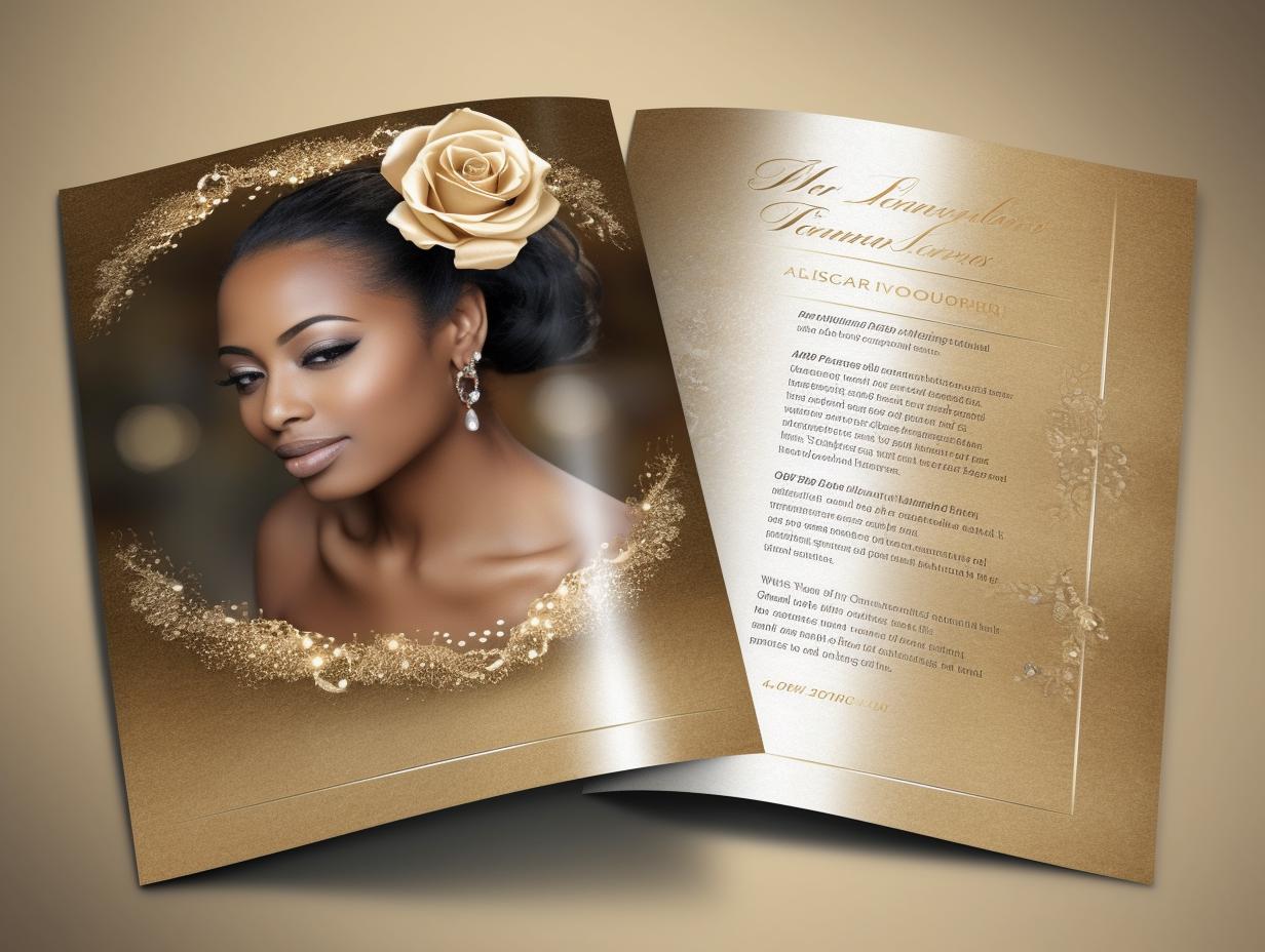 Graceful 11x17 Funeral Program Gold Obituary Custom Crafted 48 Hour ...