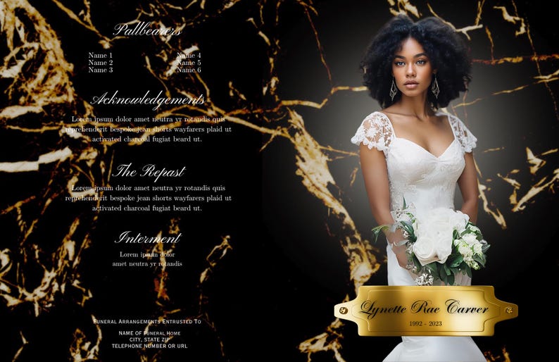 Black Funeral Program Template: Simple Obituary, 4 Pg 11x17inches Canva ...