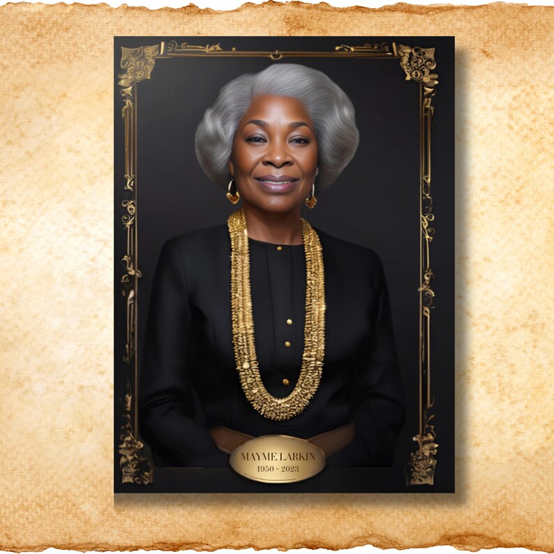 8.5x11 in Folded Funeral Program Template| Black & Gold Obituary| Easy ...