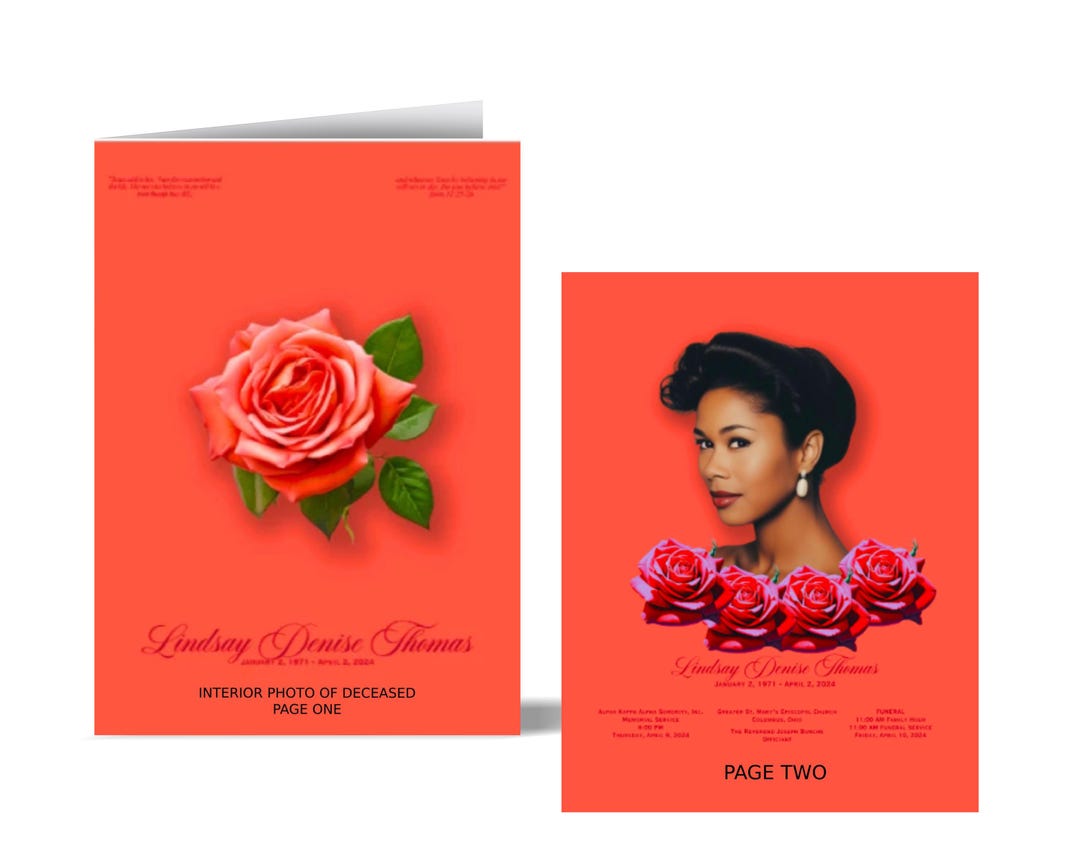 Funeral Program Template, Main Photo Inside, Funeral Program,obituary ...