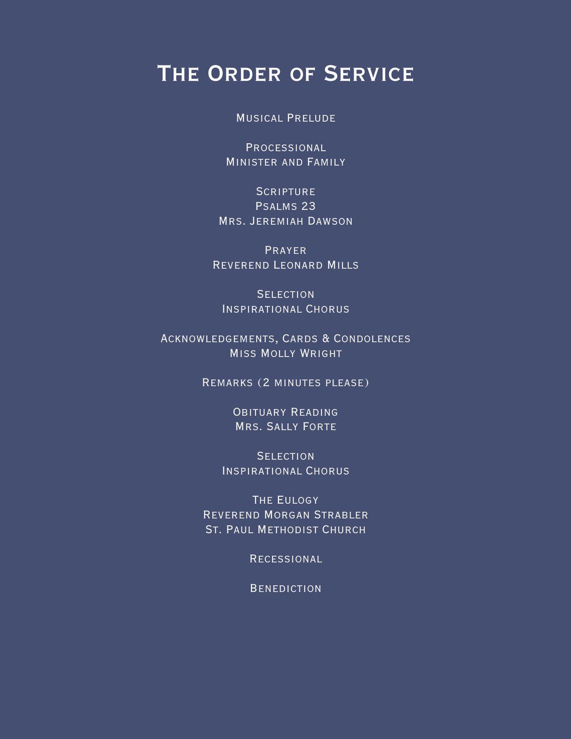 Editable Wilhelmina's Stairs Funeral Program Template 11x17 Inches ...