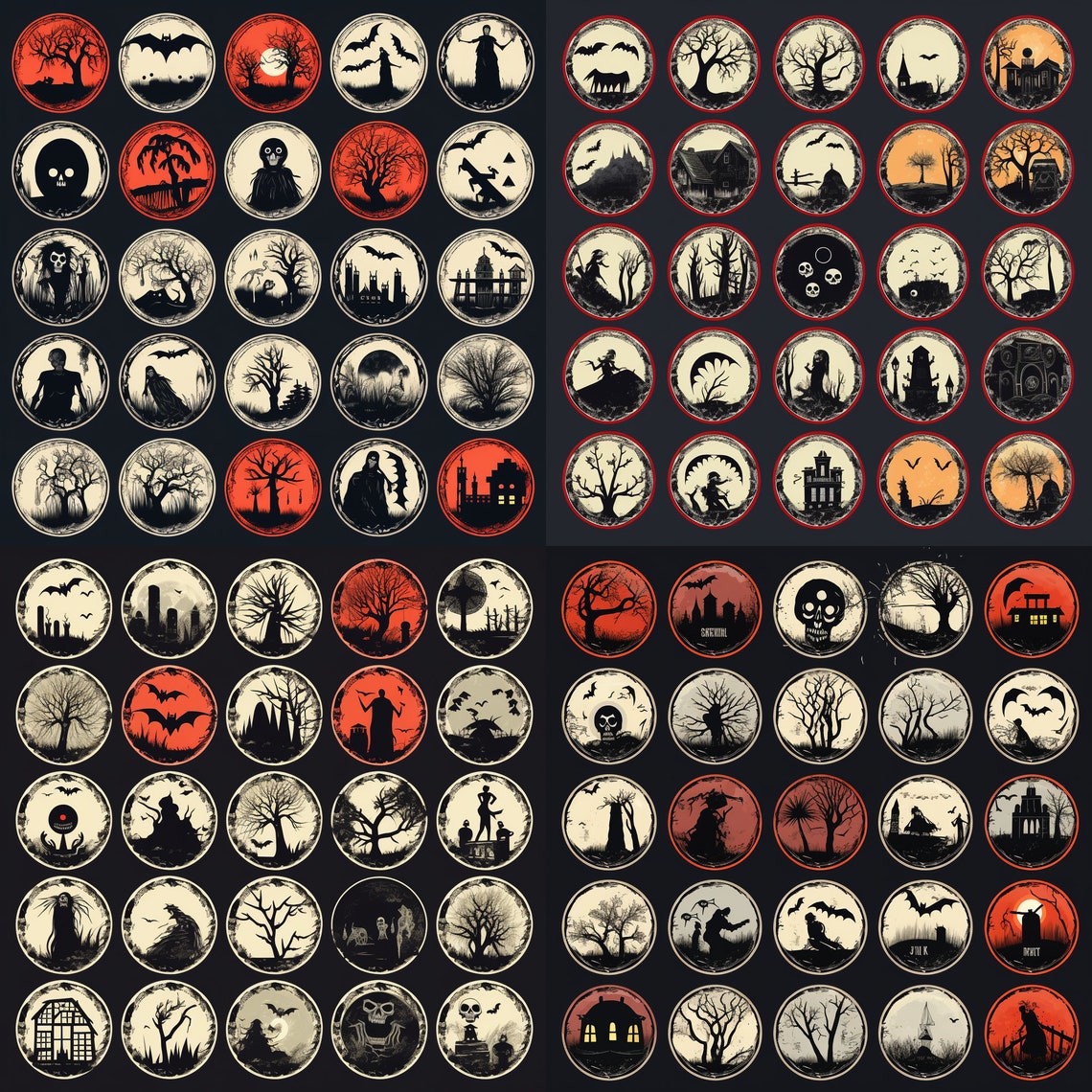 Bulk Vintage 1950s Halloween Stickers, Clip Art,100ct, Scary Stickers ...