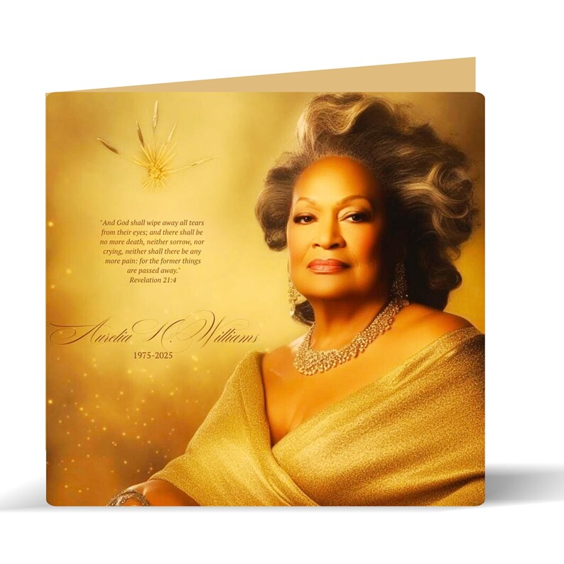 Beautiful 11x17 Funeral Program Gold Obituary Custom Crafted 48 Hour ...