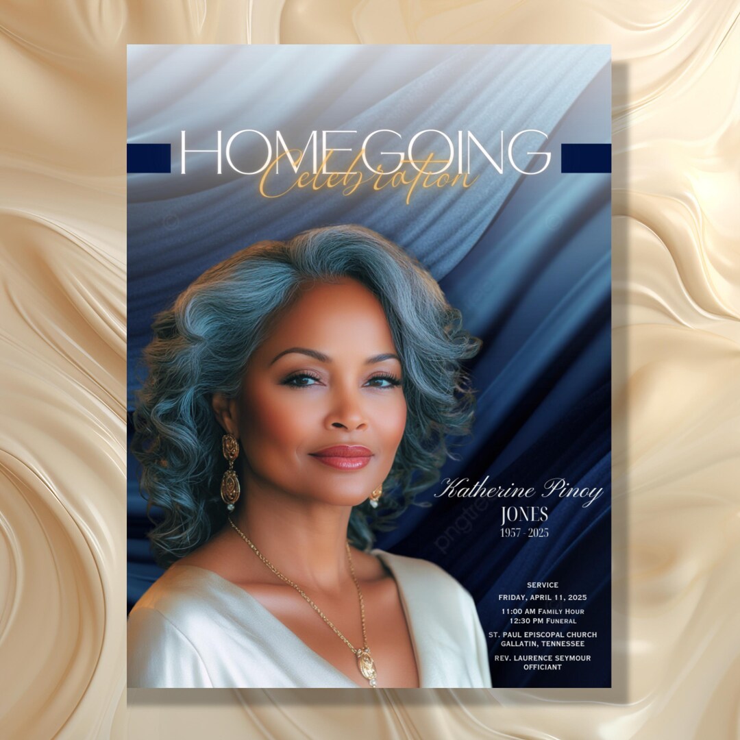 Blue Funeral Program Template: 8-page Memorial Design (canva Editable ...