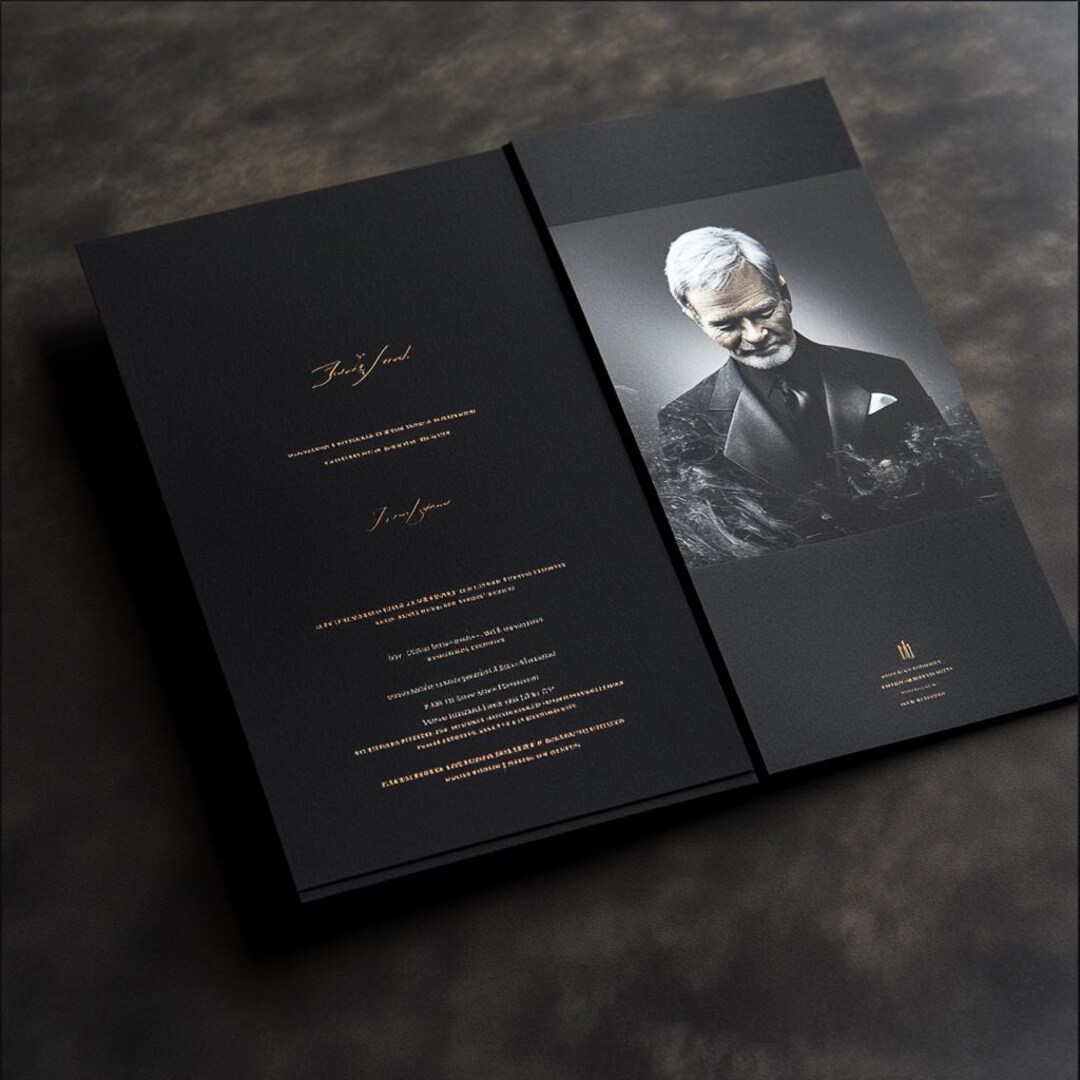 Formal 11x17 Funeral Program Black & Gold Obituary 2 to 28 Pages48 Hour ...