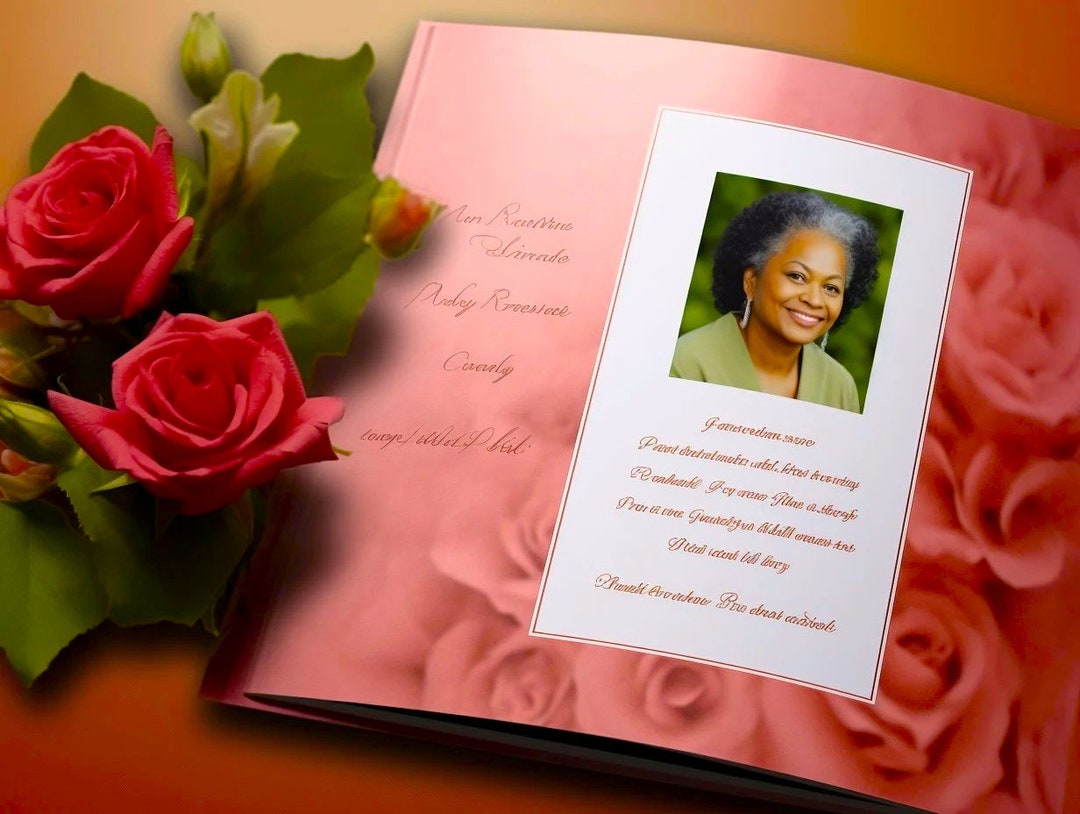 Charming 11x17 Funeral Program Pink & White Obituary 2 to 28 Pages48 ...